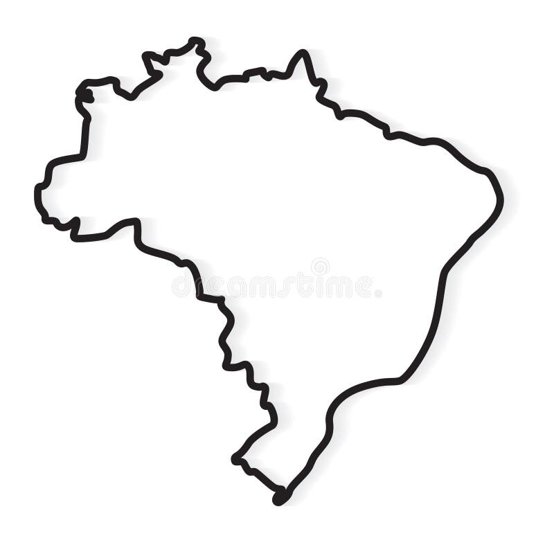 Mapa Del Brasil Del Ejemplo Negro Del Vector De Curvas Del Contorno