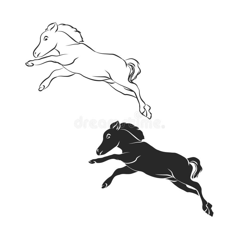 Esquema Y Silueta Del Potro Ilustración del Vector - Ilustración de ...