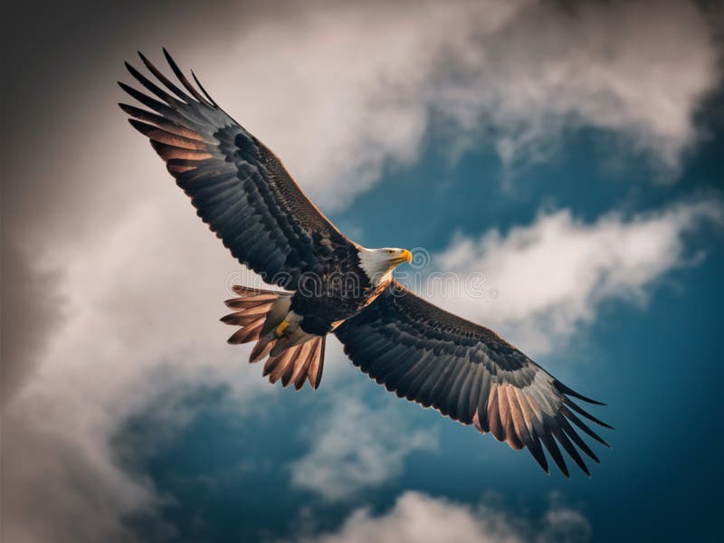 The Eagle is Soaring through the Sky with Its Wings Fully Extended. Ai Image. Stock Illustration ...