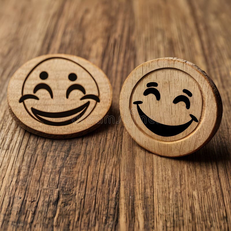 The Essence of Happiness – Wooden Smileys on a Rustic Surface Stock ...
