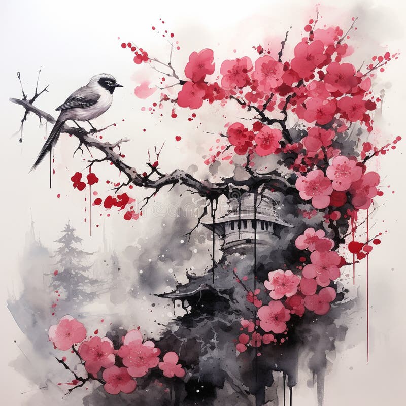 Essence of Tradition Hand-Drawn Sumi-e Magic Stock Vector ...