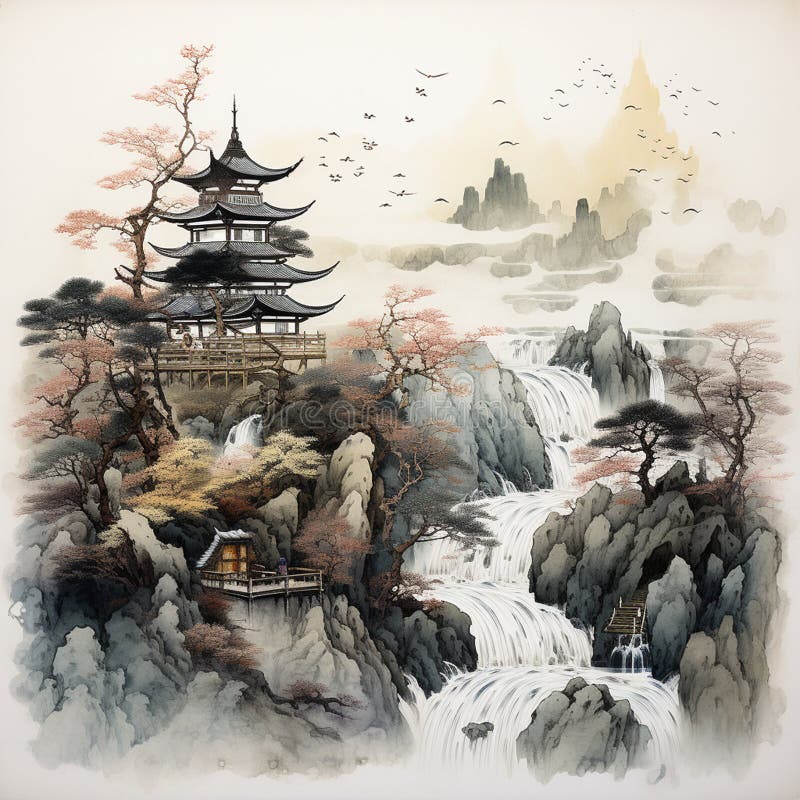 Essence of Zen Hand-Drawn Sumi-E Magic Stock Image - Image of arnolfini ...