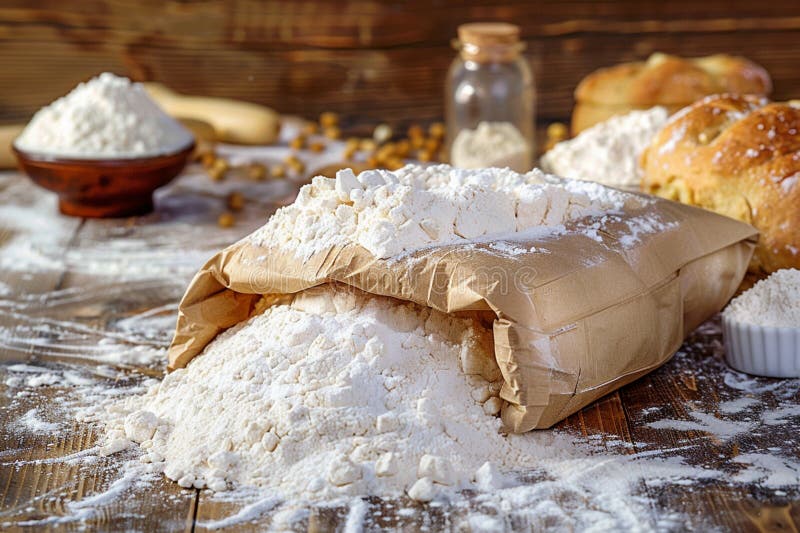 Essential Baking Ingredient Paper Bag Filled with Fresh Flour Stock ...