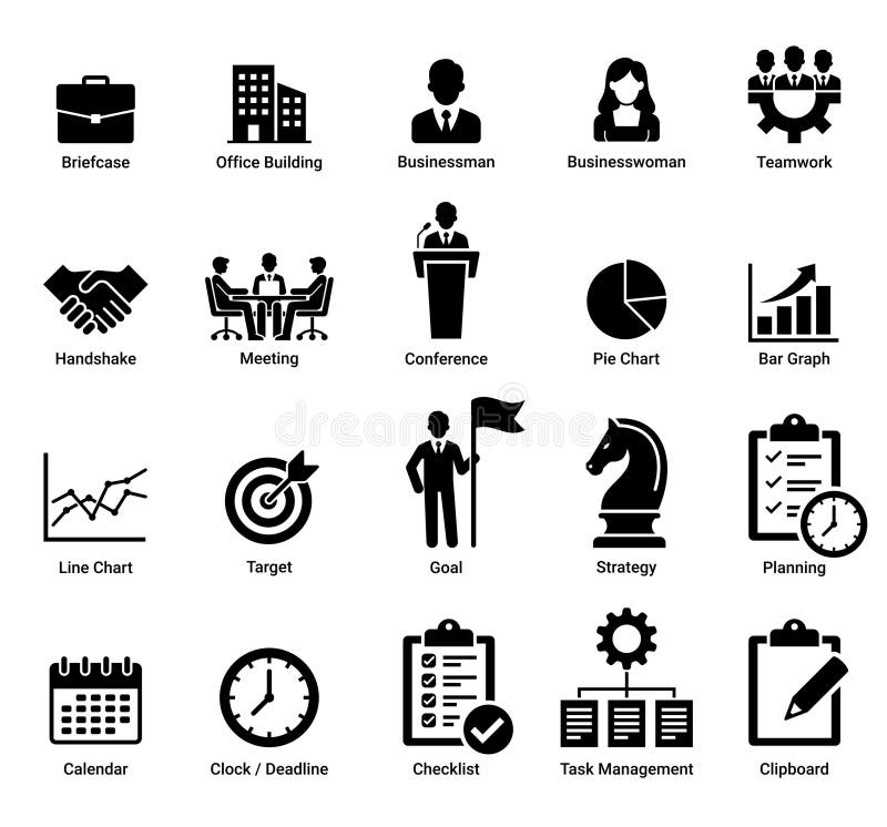 Essential Business Icons Flat Design Vector Icons Set Stock Vector ...