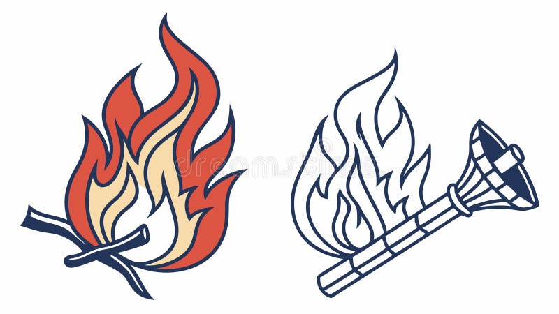 Essential Campfire and Torch Flame Elements, Vector Design Generative AI Stock Vector ...