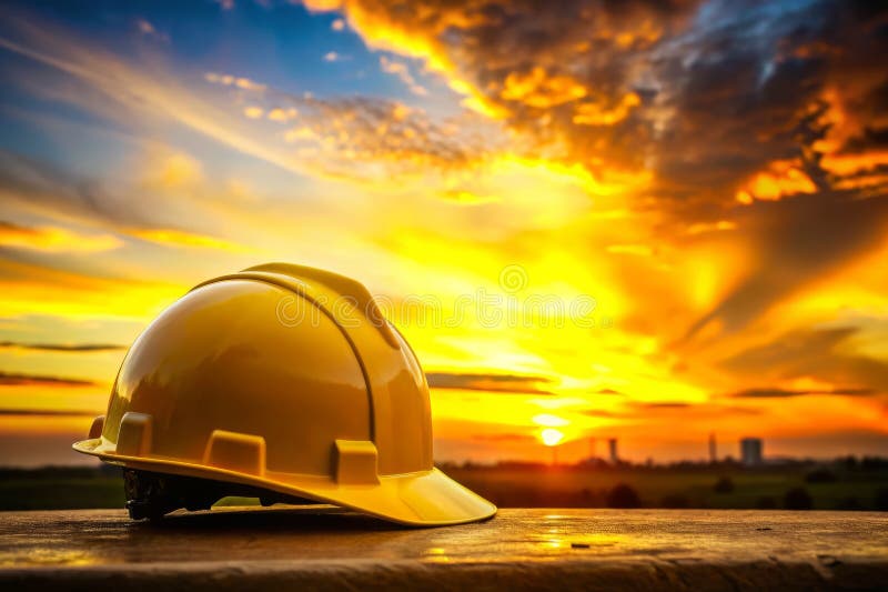 Essential Construction Safety a Striking Silhouette of a Yellow Hard ...