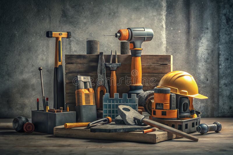 Essential Construction Tools Hammer Drill and Repair Kit Showcase for ...