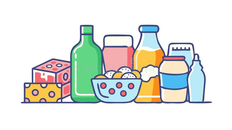 Essential Dairy and Grocery Items, daily Supplies, Vector Design ...