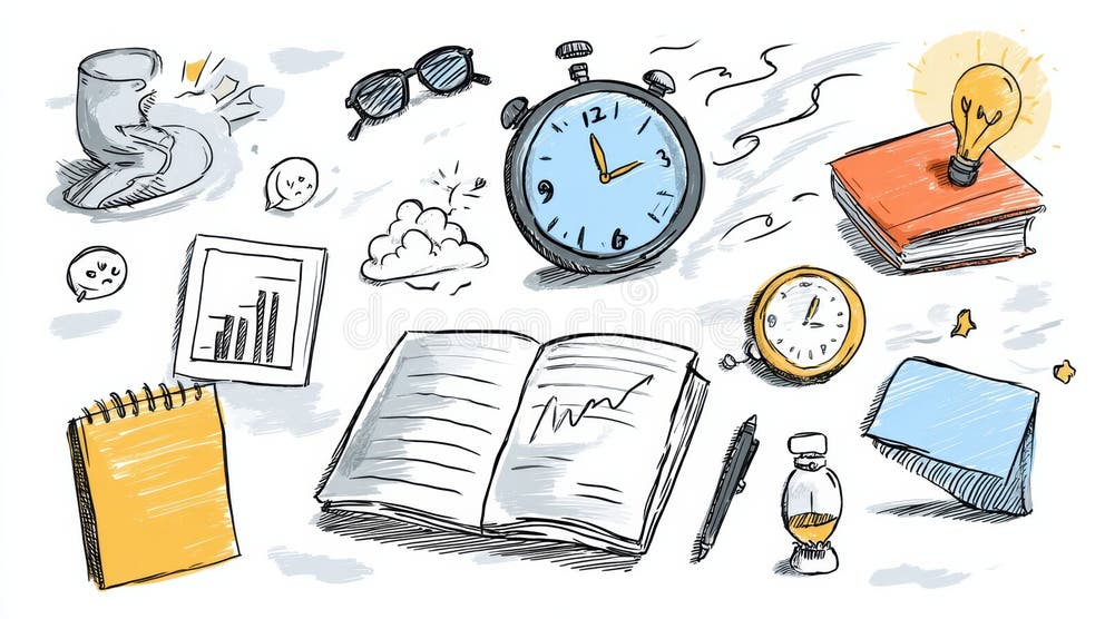 Essential Deep Work Routine Steps with Focus Icons, Timer, and Notebook ...