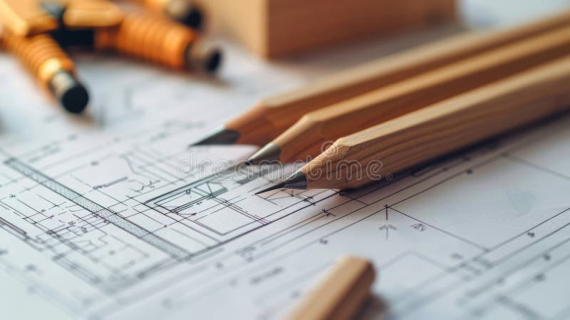 Essential Drafting Tools for Student Architects Stock Illustration ...