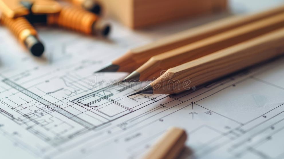 Essential Drafting Tools for Student Architects Stock Illustration ...