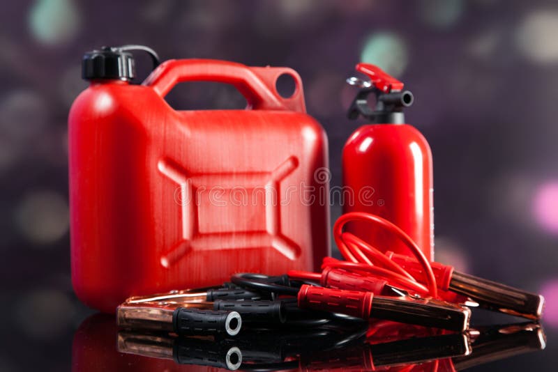 Essential Elements in Any Car. Isolated on White Stock Photo - Image of ...