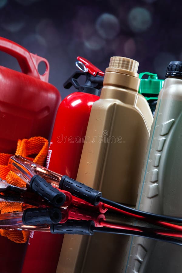 Essential Elements in Any Car. Isolated on White Stock Photo - Image of ...