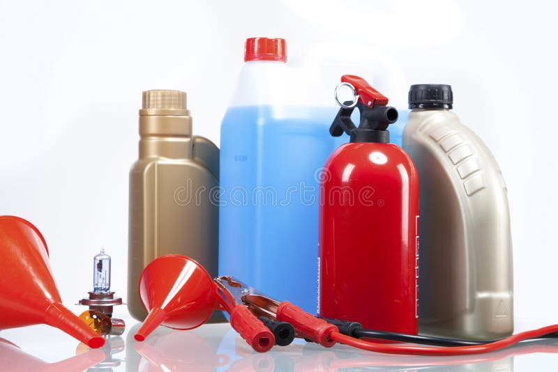 Essential Elements in Any Car. Isolated on White Stock Photo - Image of ...