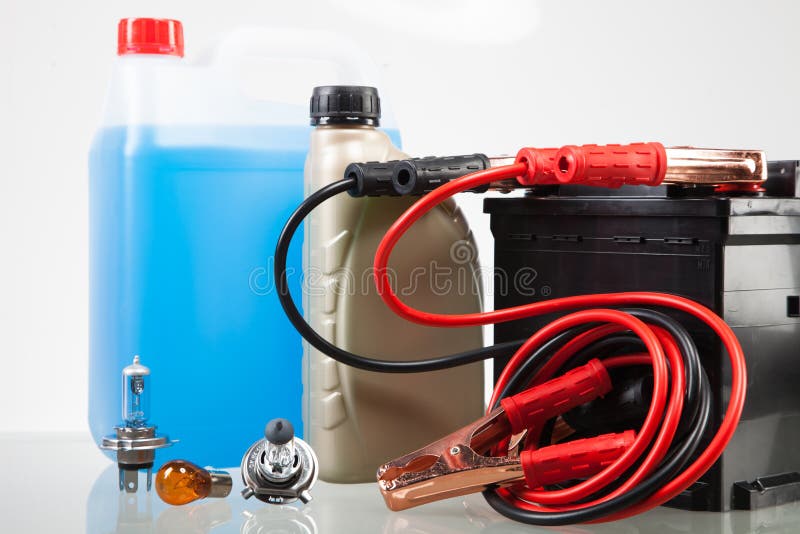 Essential Elements in Any Car. on White Stock Photo - Image of fuel ...