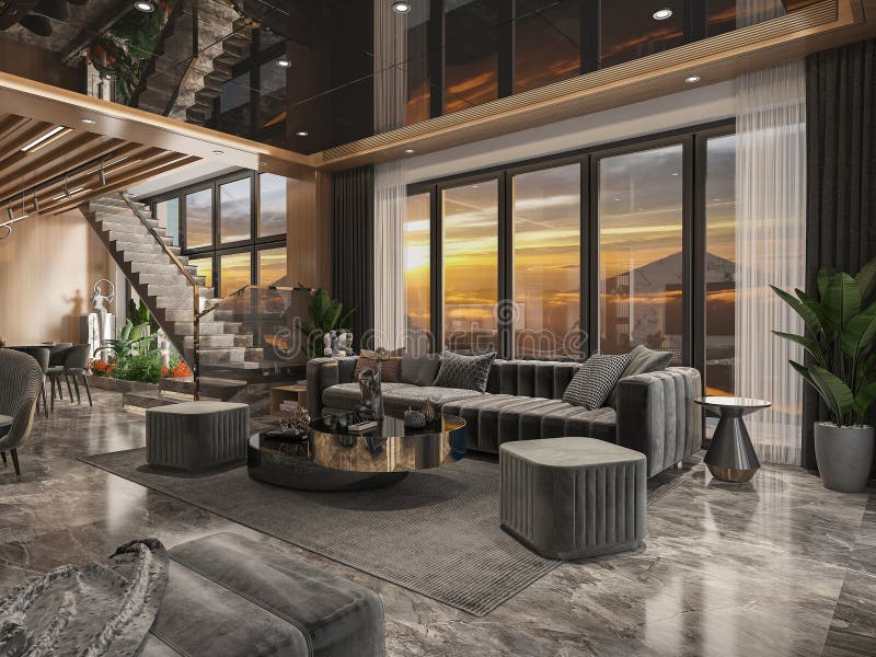 10 Essential Elements of a Modern Cozy Living Room Stock Illustration ...