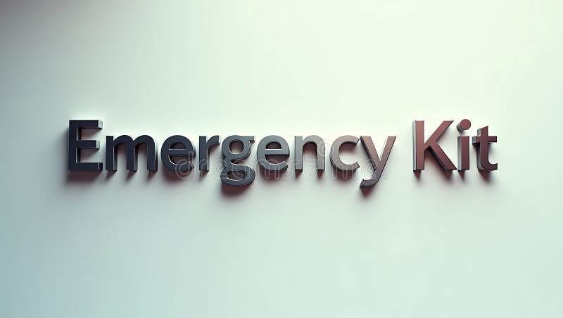 Essential Emergency Kit Sign with Shadow Effect on a Backdrop Stock ...