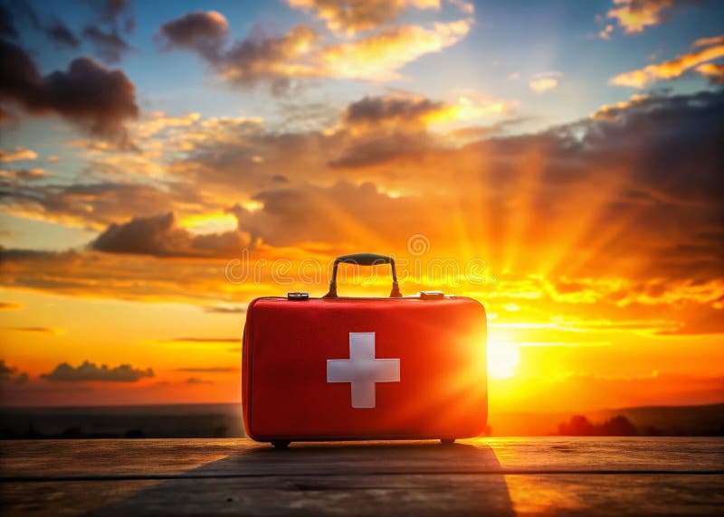 Essential Emergency Preparedness a Red First Aid Kit Silhouette ...