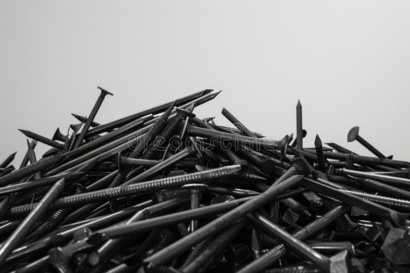 Essential Fasteners: a Pile of Nails Stock Illustration - Illustration ...
