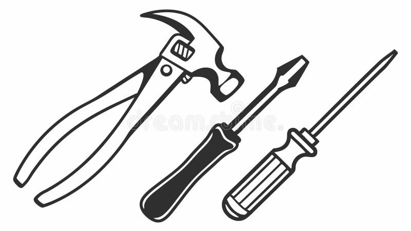 Essential Hand Tools, Hammer and Screwdriver for DIY Projects, Vector ...