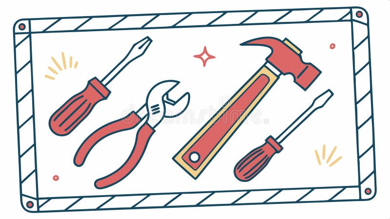 Essential Hand Tools Illustration: Pliers, Hammer, and Screwdriver ...