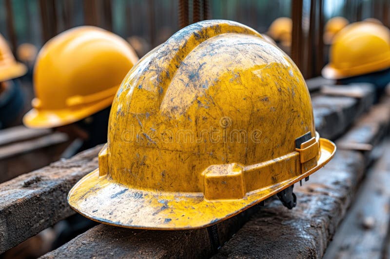 Essential Hard Hats and Safety Equipment for Construction Workers Stock ...