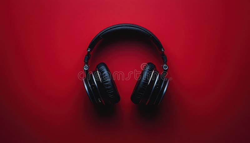 Essential Headset and Microphone Placed on a Solid Red Backdrop for ...