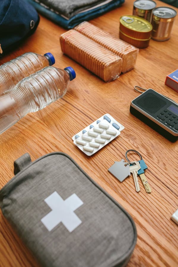 Essential Items Prepared for Emergency Backpack Stock Image - Image of ...