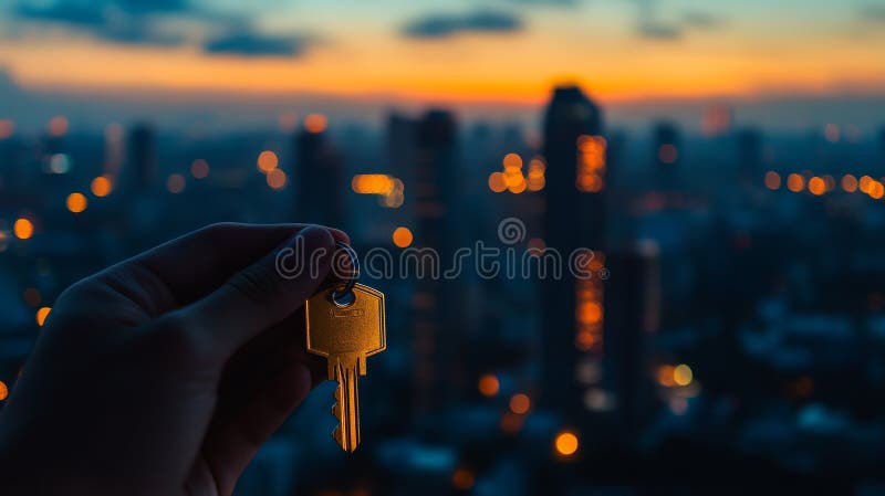 Essential Key Unlocking a Digital Cityscape Silhouette with Copy Space ... Essential Key Unlocking a Digital Cityscape Silhouette with Copy Space ...