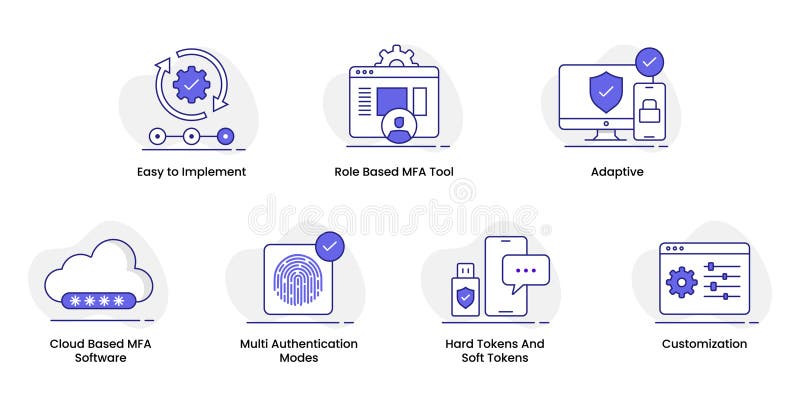 Essential Multi-Factor Authentication Icons. Stock Vector ...