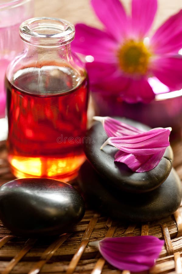 Essential Oil for Aromatherapy and Zen Stones Stock Photo - Image of ...