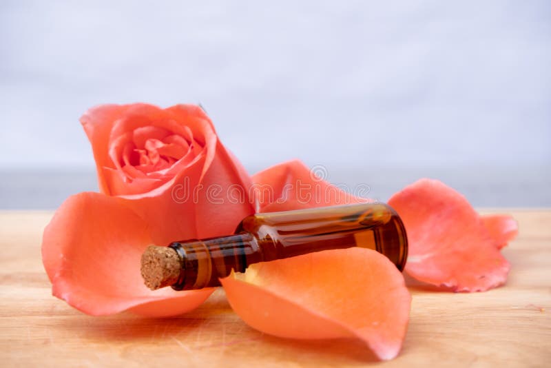 Essential Oil in Bottles Extracted from Rose Stock Image - Image of ...