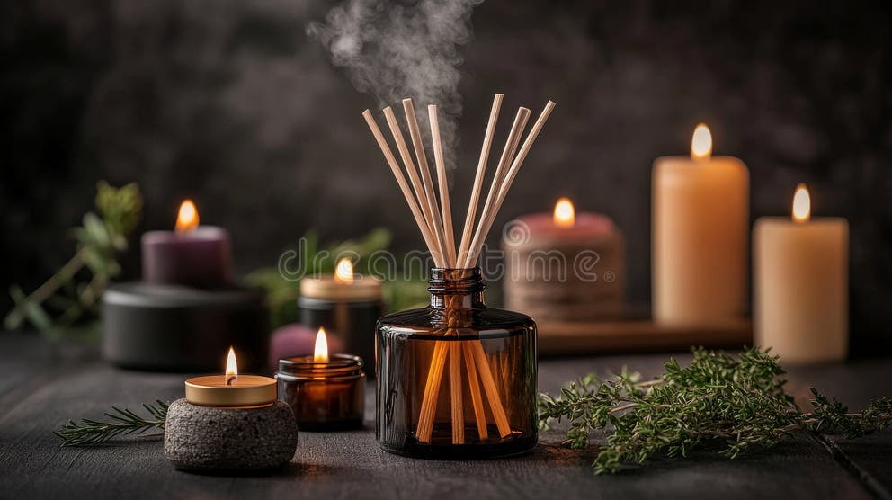 Essential Oil Diffuser Bottle in Brown Glass for Aromatherapy Use Stock ...