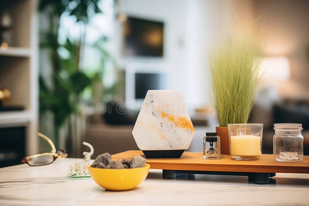 Essential Oil Diffuser Placed among Natural Stones and Crystals Stock ...