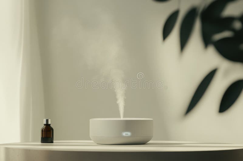 Essential Oil Diffuser Releasing Mist in a Serene Indoor Setting for ...