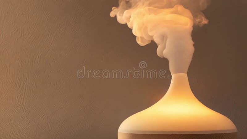 Essential Oil Diffuser Releasing Steam, Set Against a Minimalistic ...