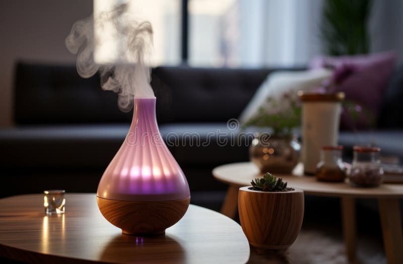 An Essential Oil Diffuser Sitting on a Table Full of Aromatherapy ...