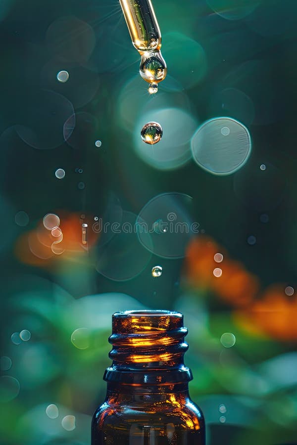 Essential Oil Drips into the Bottle. Selective Focus Stock Illustration ...