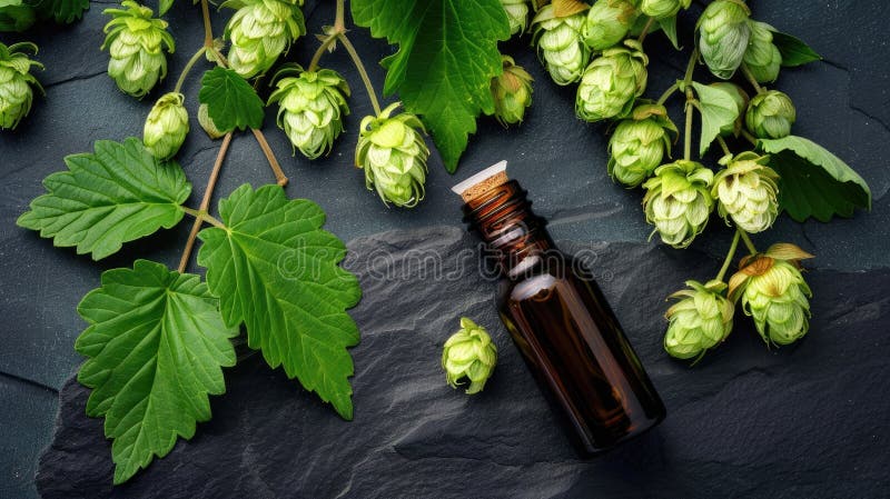 Essential Oil of Hops Top View. Selective Focus Stock Image - Image of ...
