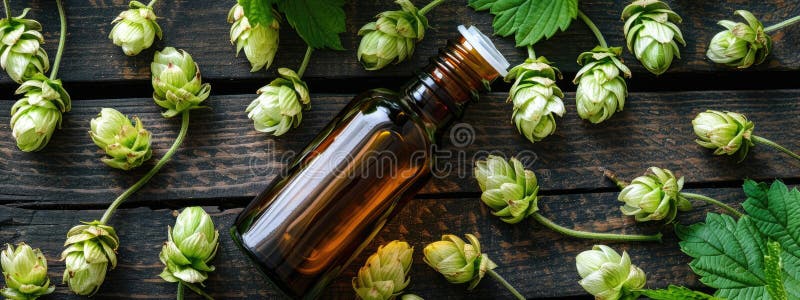 Essential Oil of Hops Top View. Selective Focus Stock Image - Image of ...