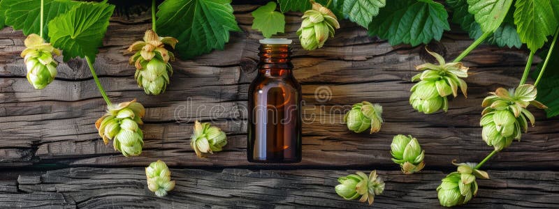 Essential Oil of Hops Top View. Selective Focus Stock Illustration ...