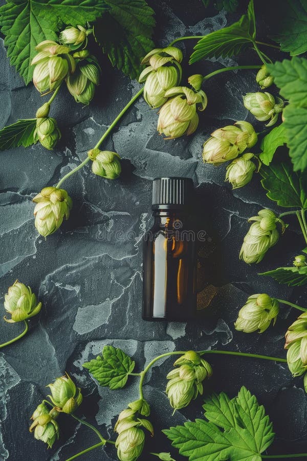 Essential Oil of Hops Top View. Selective Focus Stock Illustration ...