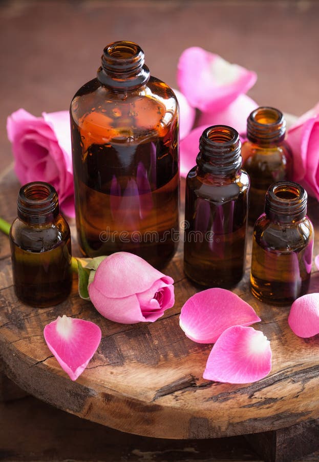 Essential Oil and Rose Flowers Aromatherapy Spa Perfumery Stock Image ...