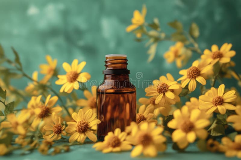 Essential Oil with Yellow Flowers Stock Photo - Image of self ...