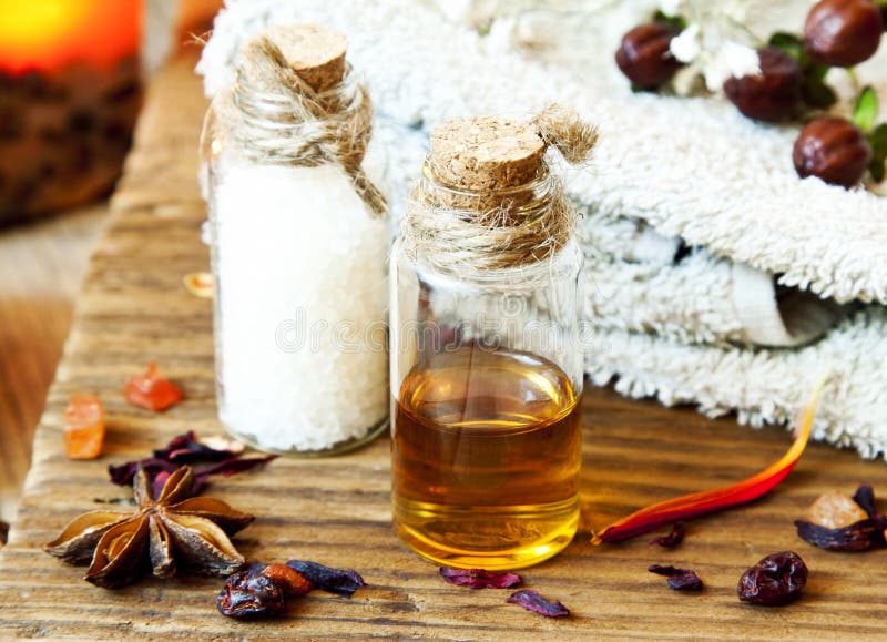 Essential Oils Aromatherapy.Spa Setting Stock Image - Image of aromatic ...