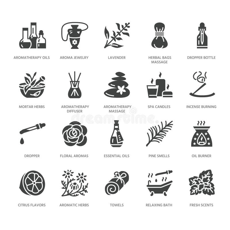 Modern Vector Line Icons of Aromatherapy and Essential Oils. Stock ...