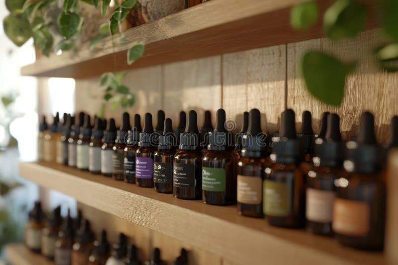 Essential Oils and Diffusers Display Stock Illustration - Illustration ...