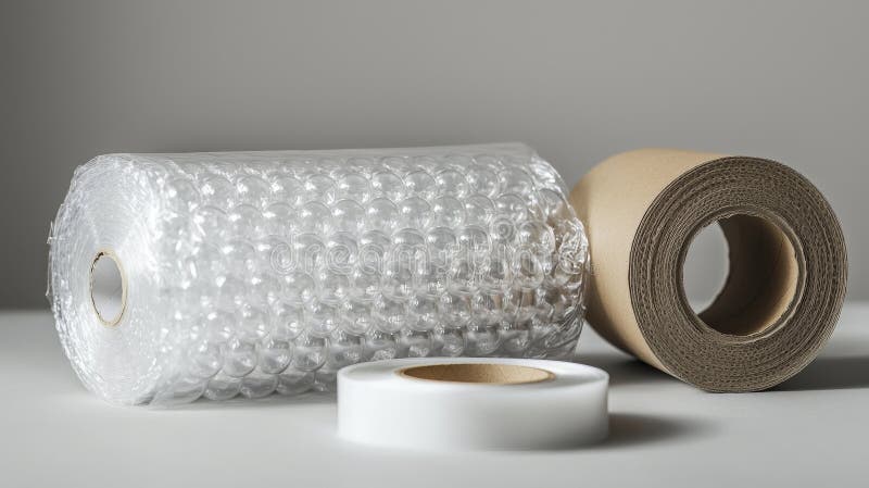 Essential Packing Materials Bubble Wrap and Tape for Safe Shipping in a ...