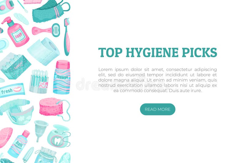 Essential Personal Hygiene Items Banner Design Vector Template Stock ...