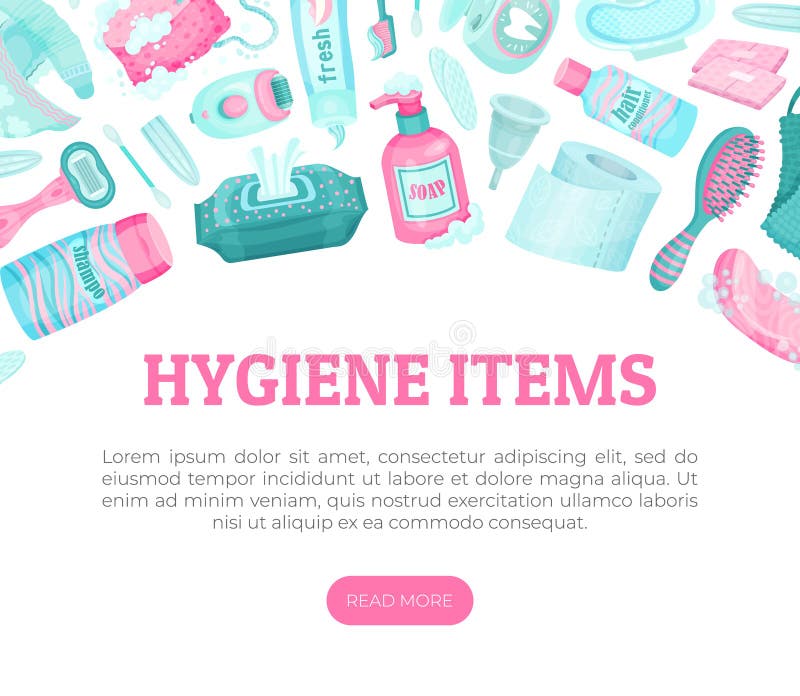 Essential Personal Hygiene Items Banner Design Vector Template Stock ...